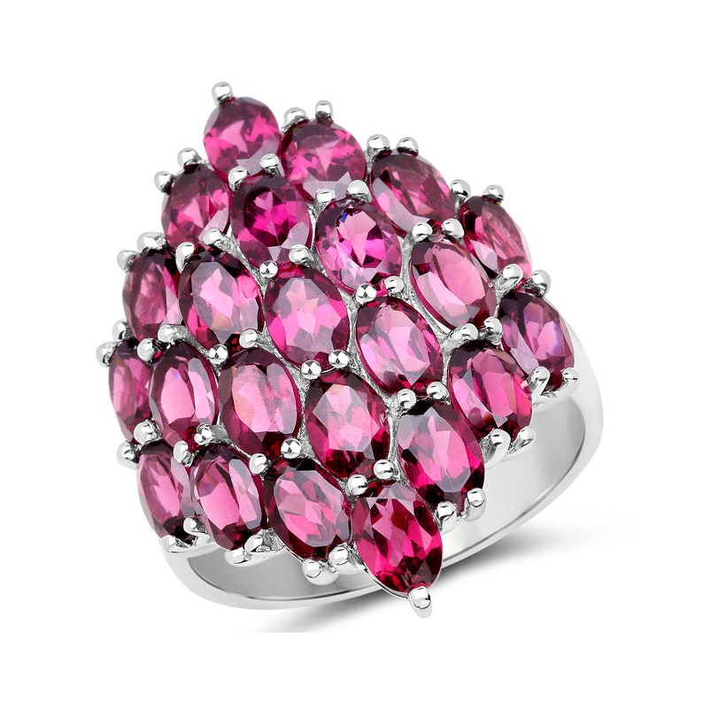 Rhodolite Garnet Ring, Natural Rhodolite Garnet Cluster Ring, Rhodolite ...