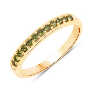 Gold Ring, 14k Gold Green Diamond Ring, 14k Gold Diamond Band ...