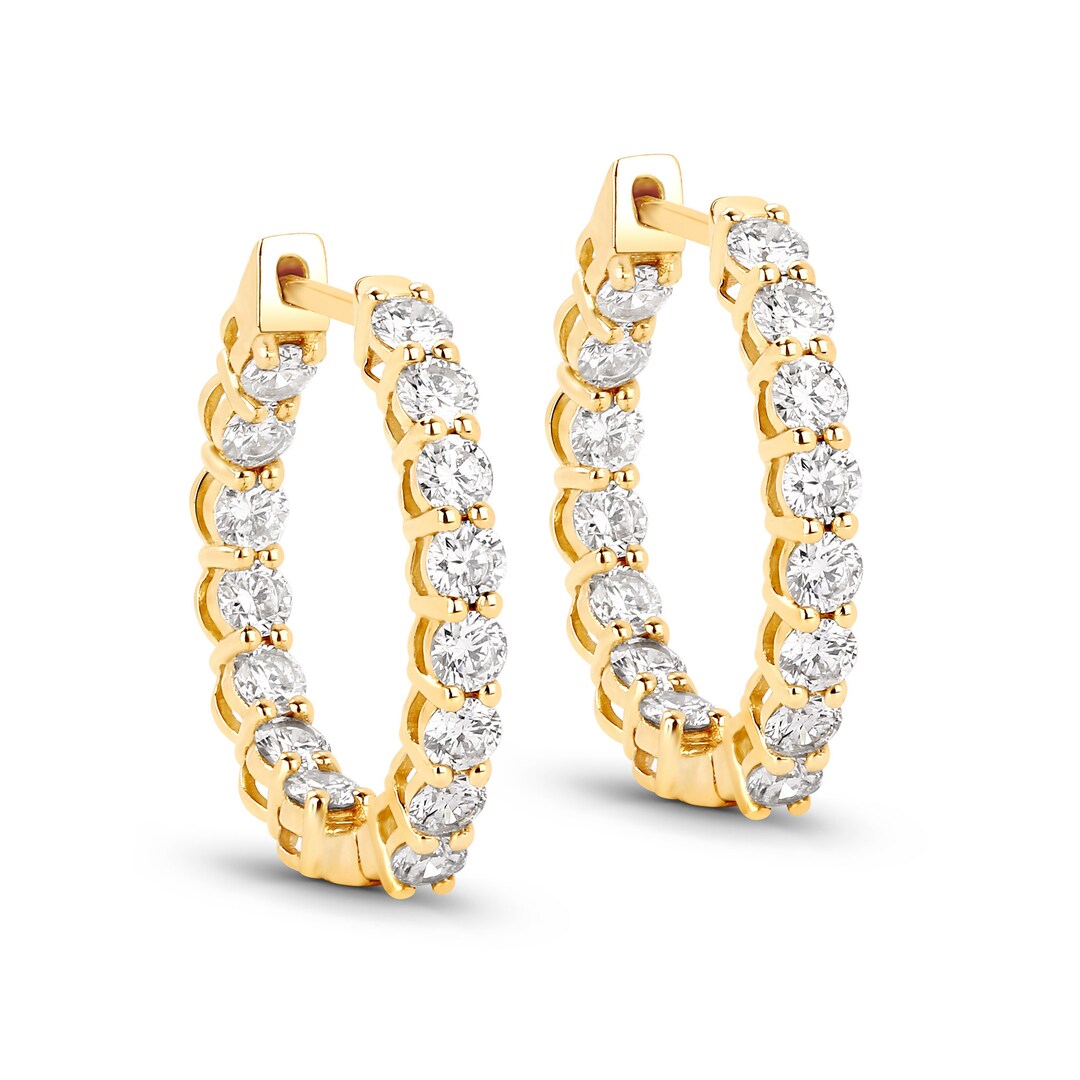 14k Gold Lab Grown Diamond Hoop Earrings: April Birthstone - Etsy UK