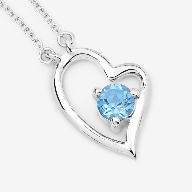 Swiss Blue Topaz Necklace, Genuine Topaz Sterling Silver Heart Shape ...