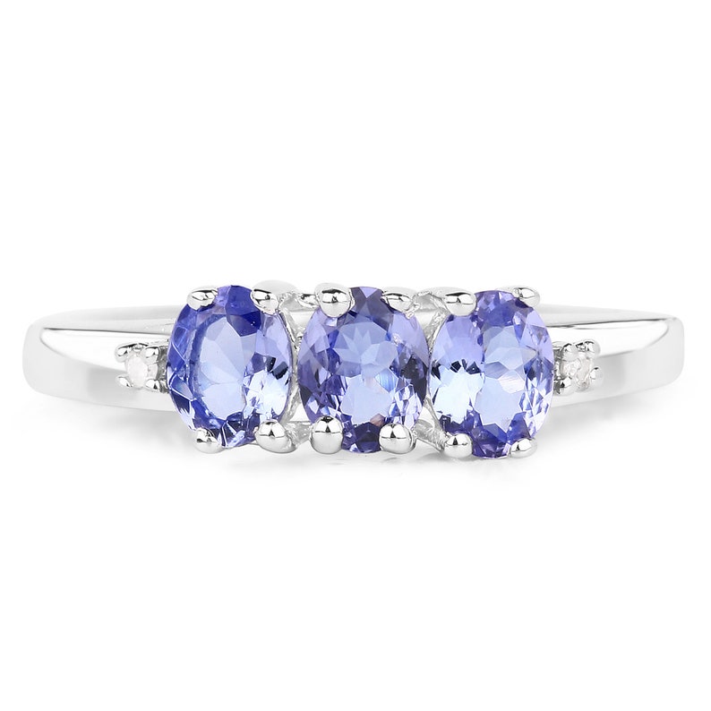 Tanzanite Ring Real 3-Stone Tanzanite Sterling Silver Ring | Etsy