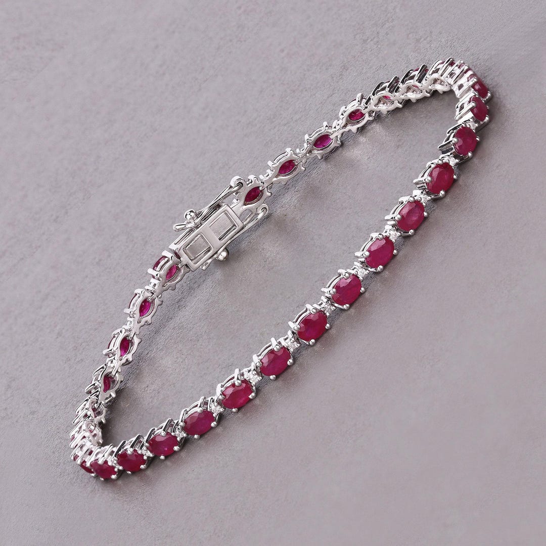 14k Gold Ruby Tennis Bracelet, Ruby Tennis Bracelet, July Birthstone Bracelet, Genuine Ruby and ...