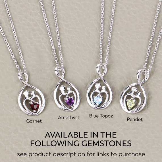 Sterling Silver Genuine Amethyst Mother and Child Heart Pendant Baby Shower Gift Gifts for Mom Mother and Child Necklace Etsy