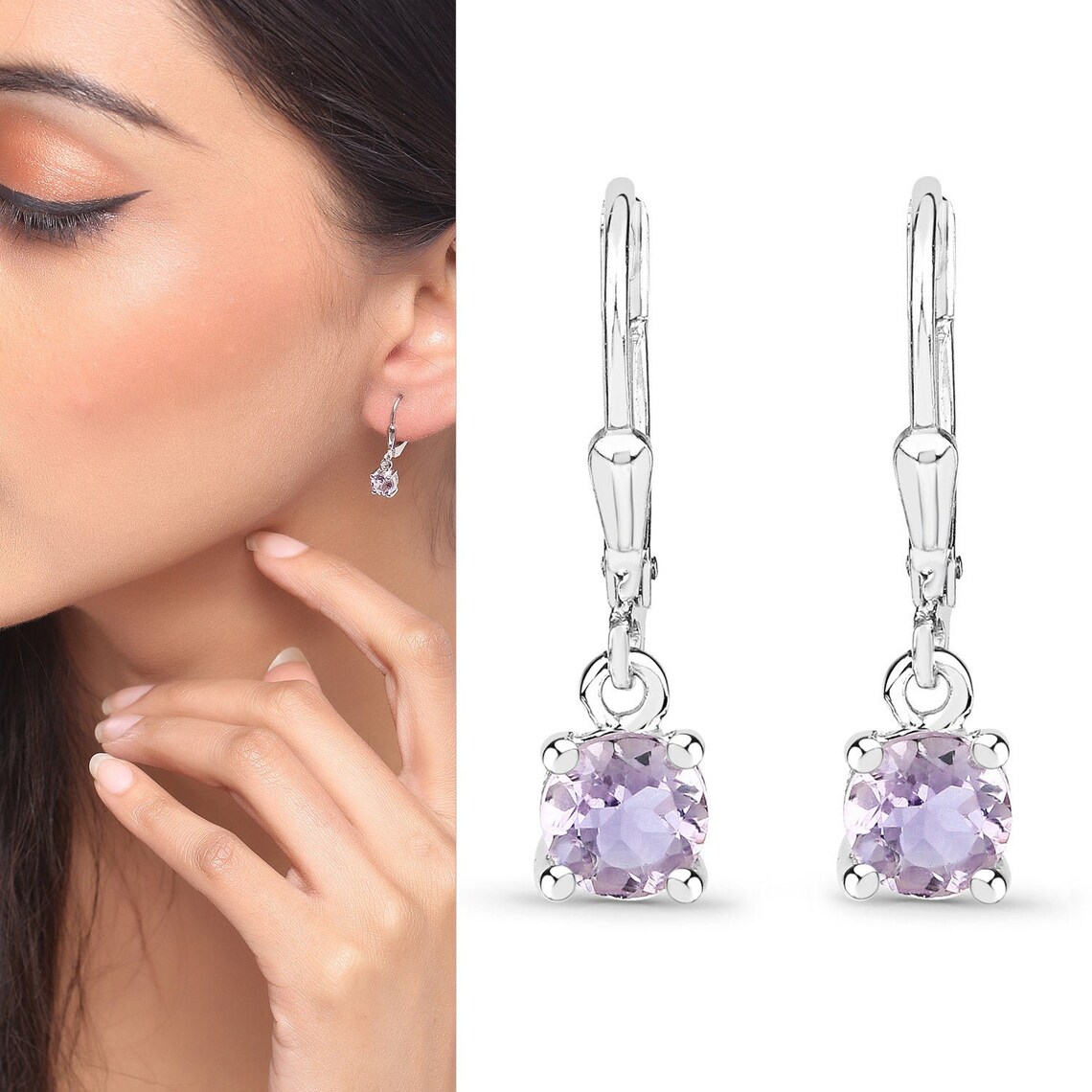 Real Amethyst Earrings / Natural Amethyst Dangle Earrings / February ...