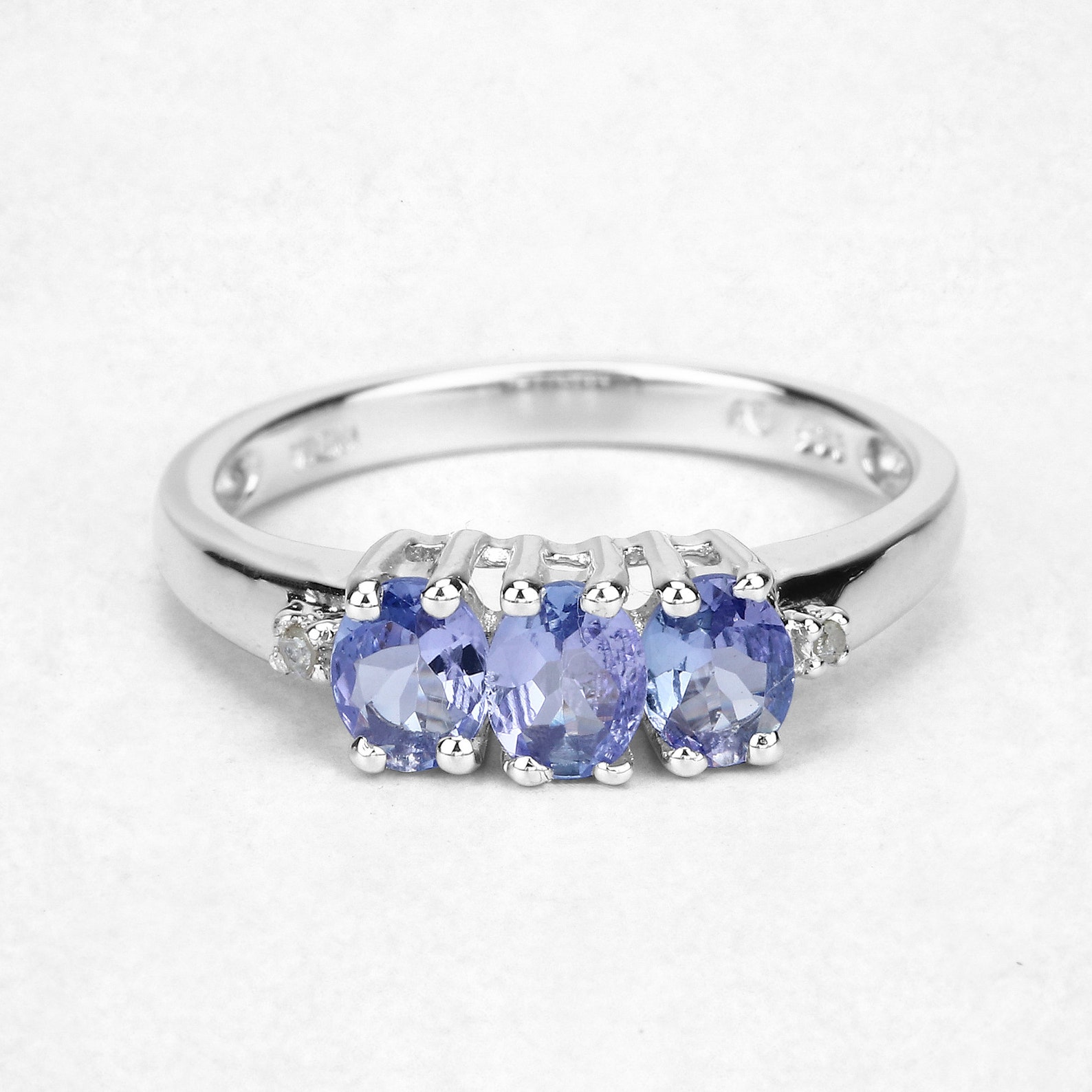 Tanzanite Ring Real 3-stone Tanzanite Sterling Silver Ring | Etsy