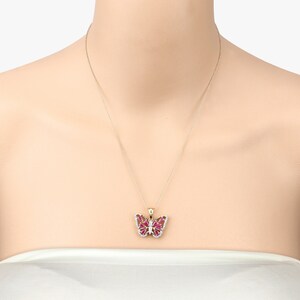 Ruby Pendant, Genuine Ruby 14K Yellow Gold Sterling Silver Butterfly ...