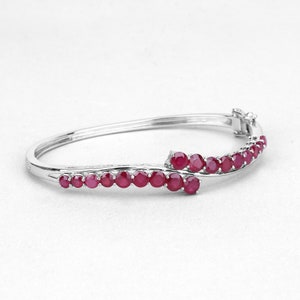 Ruby Bangle, Natural Graduated Glass-filled Ruby Rounds Cuff Bangle ...