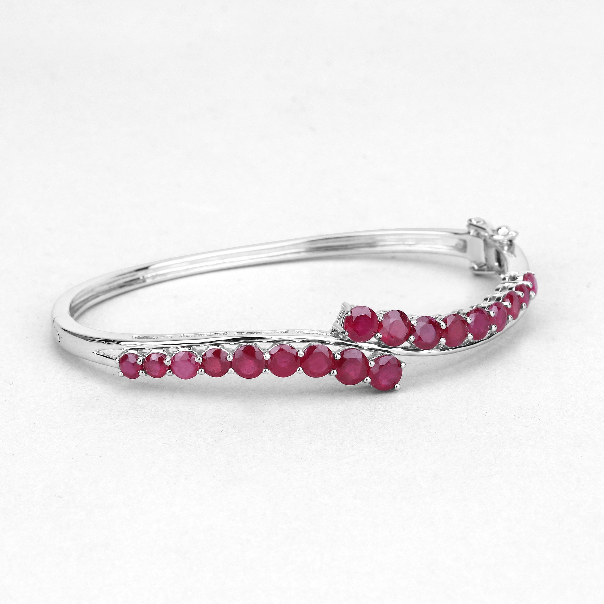 Ruby Bangle, Natural Graduated Glass-filled Ruby Rounds Cuff Bangle ...