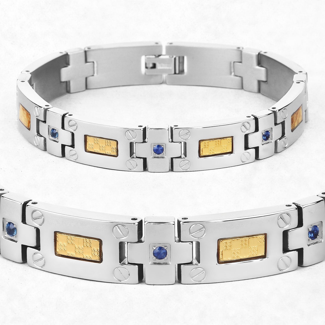 Titanium Men's Bracelet Mens Titanium Bracelet With Gold - Etsy