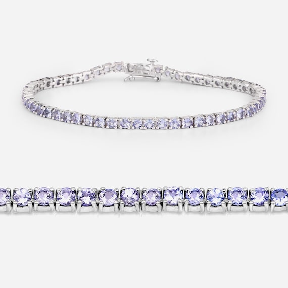 Tanzanite Bracelet Natural Tanzanite Tennis Bracelet in .925 Sterling Silver with Rhodium Plating December Birthstone Etsy