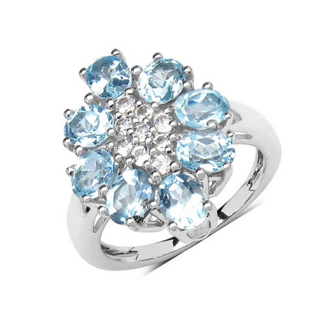 Blue Topaz Ring, Genuine Blue Topaz Sterling Silver Ring, Blue Topaz ...