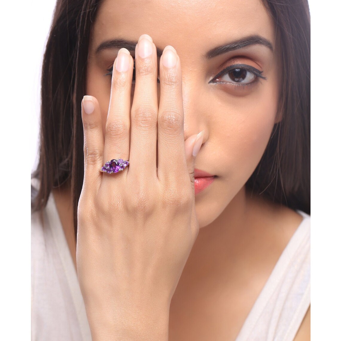 Class Amethyst Silver Ring / Amethyst Oval Silver Ring for - Etsy