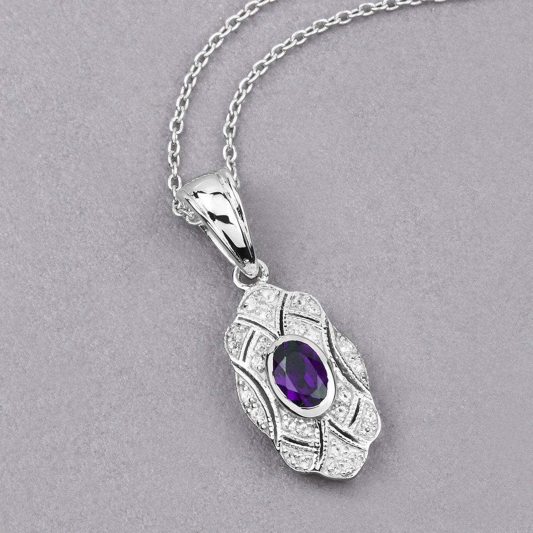 Amethyst Pendant, Classic Design Natural Amethyst Silver Pendant for ...