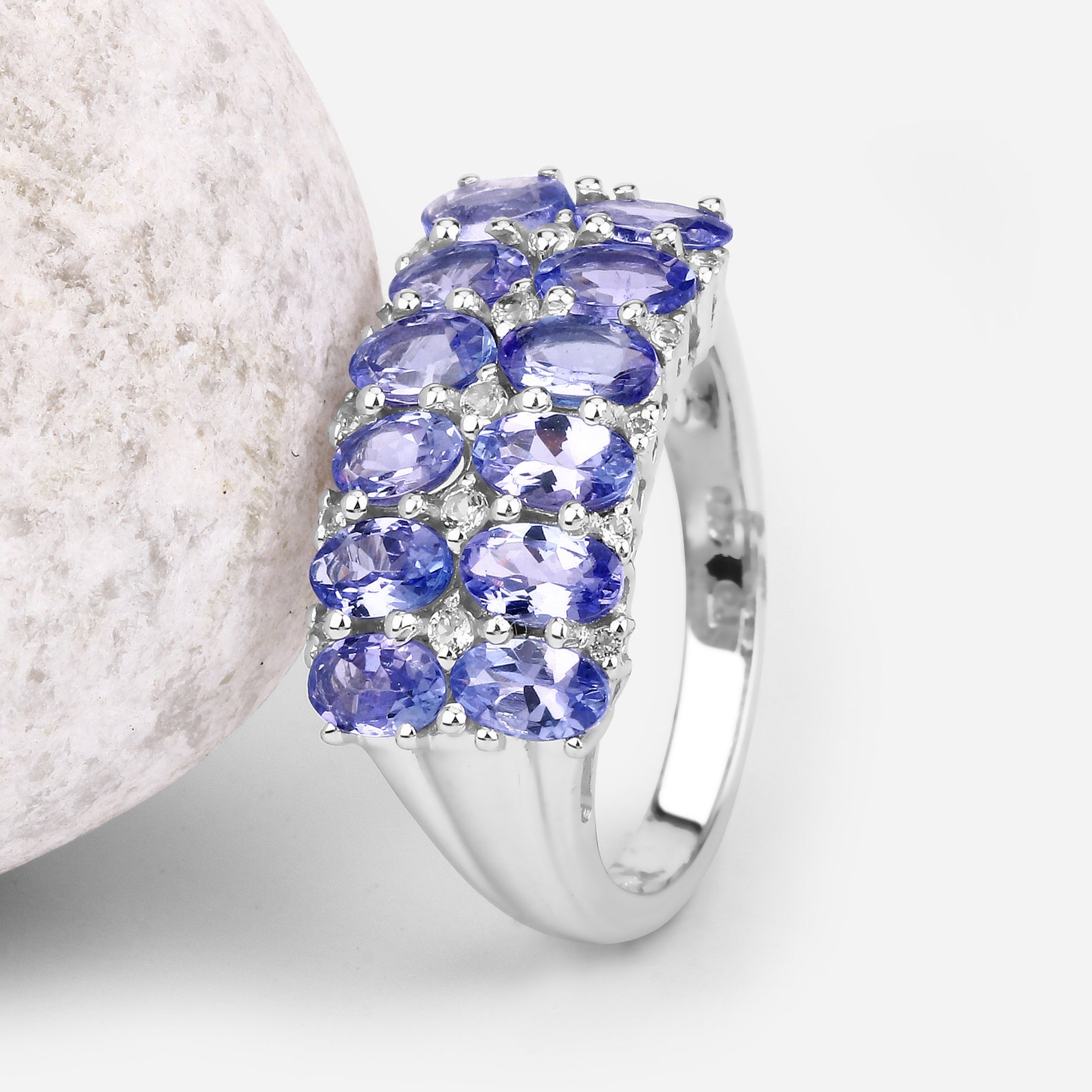 Tanzanite Ring Real Tanzanite Cluster Ring in .925 Sterling - Etsy