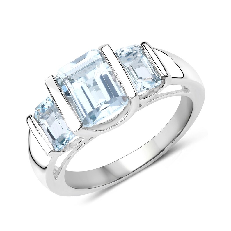 Real Blue Topaz Ring 3 Stone Blue Topaz Ring Sterling Silver - Etsy