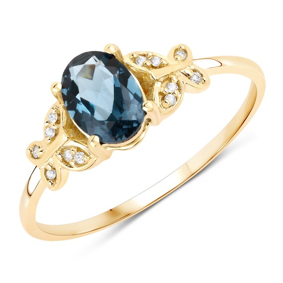 14k Solid Gold London Blue Topaz Ring London Blue Topaz Ring - Etsy