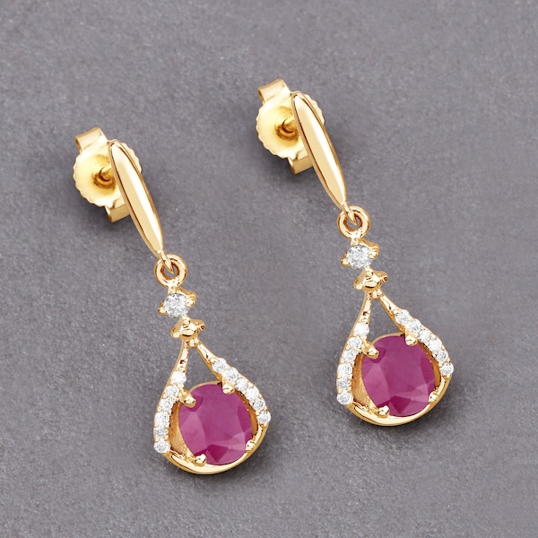 Ruby Earrings 14k - Etsy