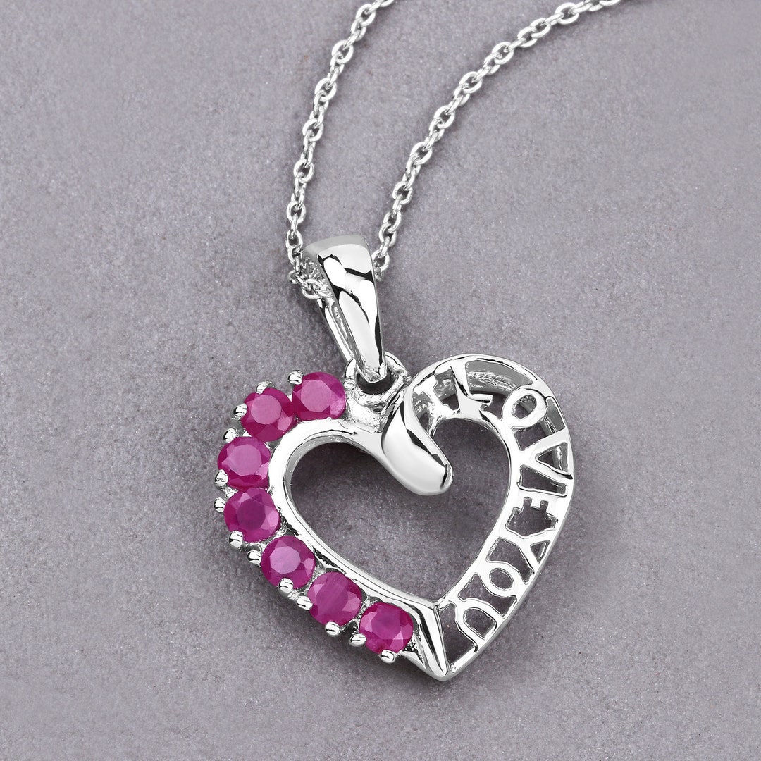 Ruby Pendant, Ruby Heart Shape Pendant, Ruby Jewelry, July Bithstone ...