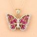 Ruby Pendant, Genuine Ruby 14K Yellow Gold Sterling Silver Butterfly ...