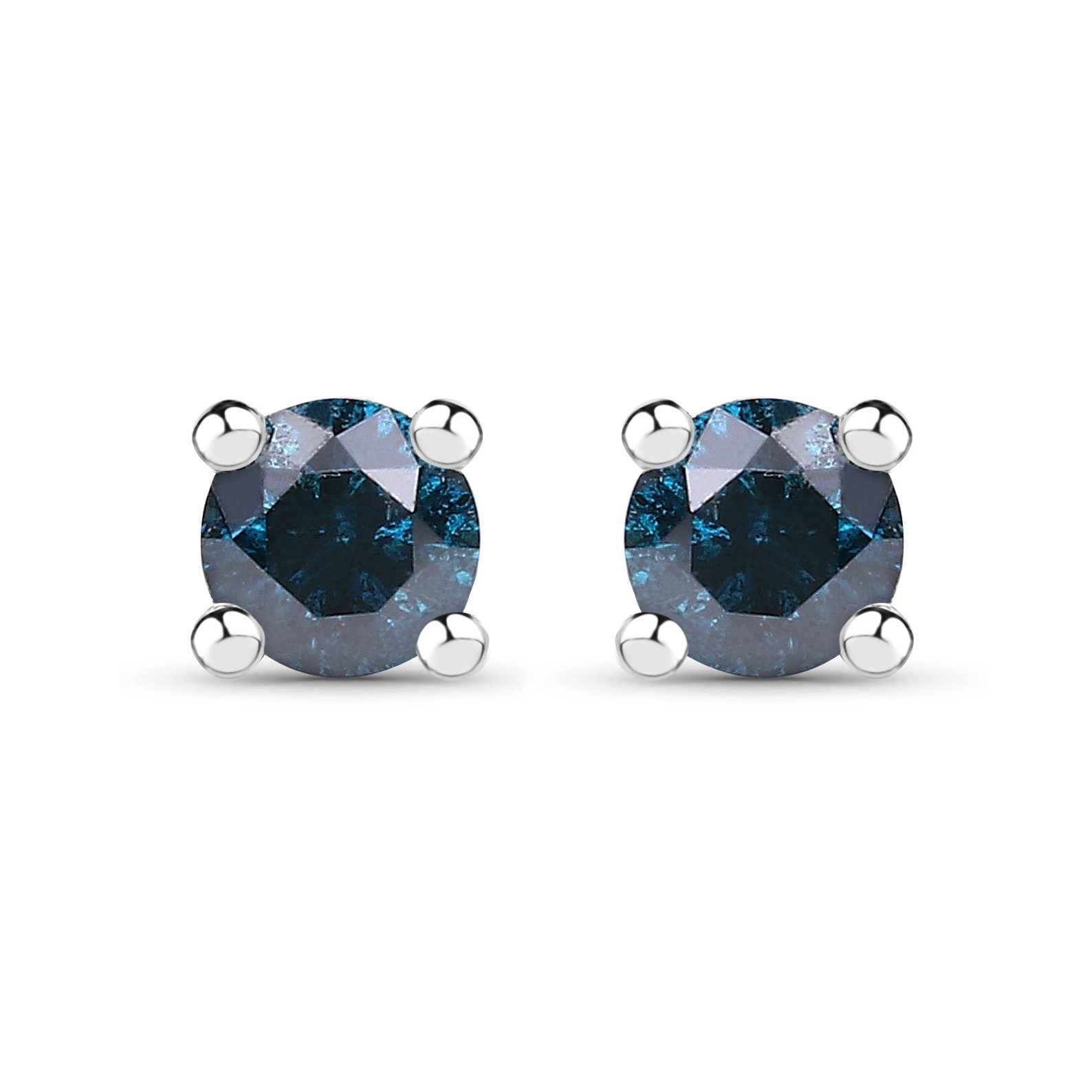 Blue Diamond Earrings Blue Diamond Silver Stud Earrings - Etsy