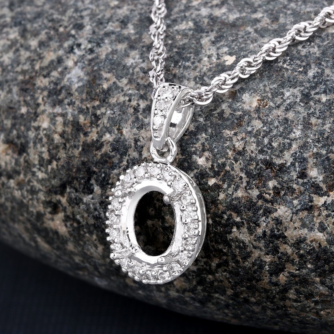14k Gold Semi Mount Pendant With Natural Diamonds, Customizable Gold ...