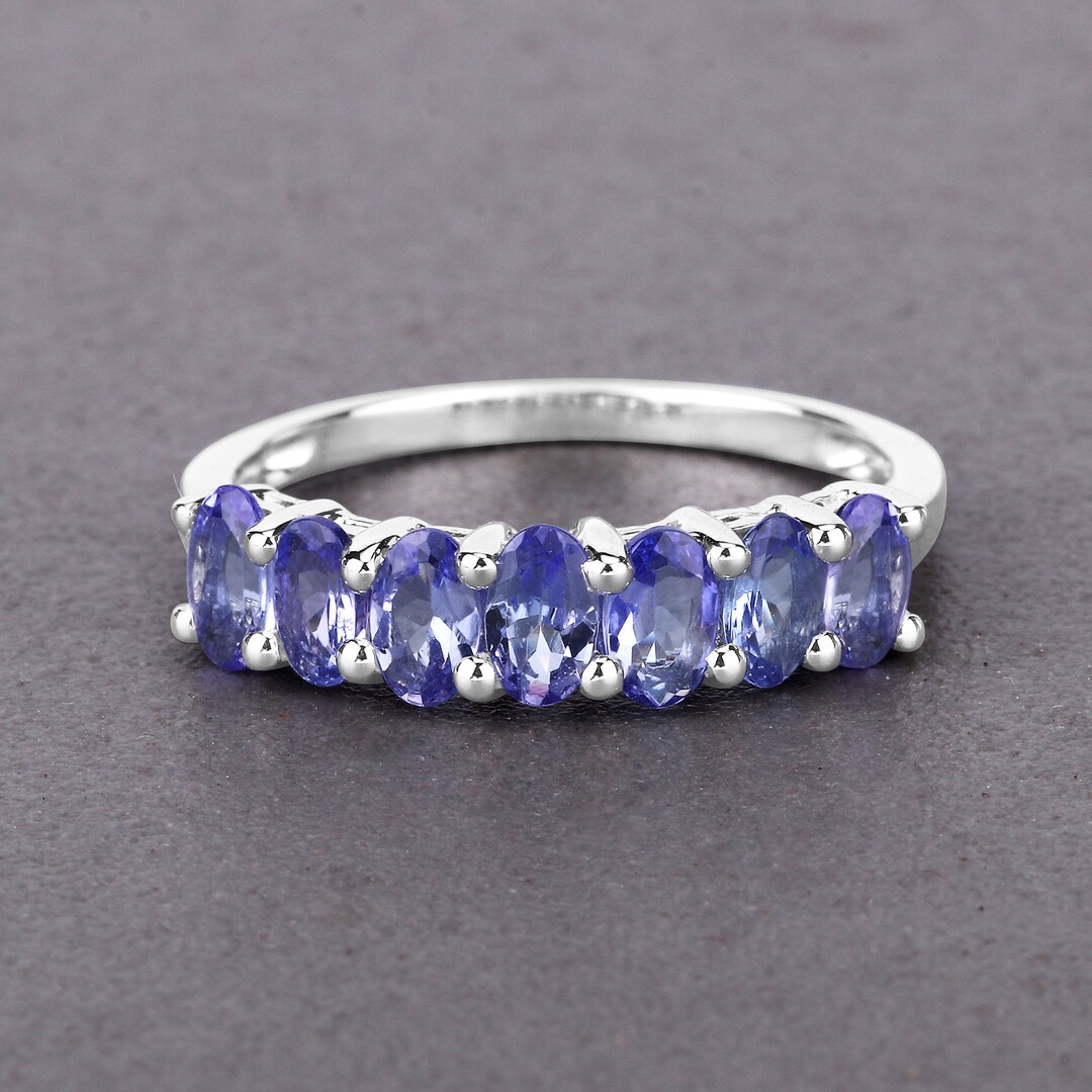 Tanzanite Ring, Real Tanzanite 7-stone Ring in .925 Sterling Silver ...