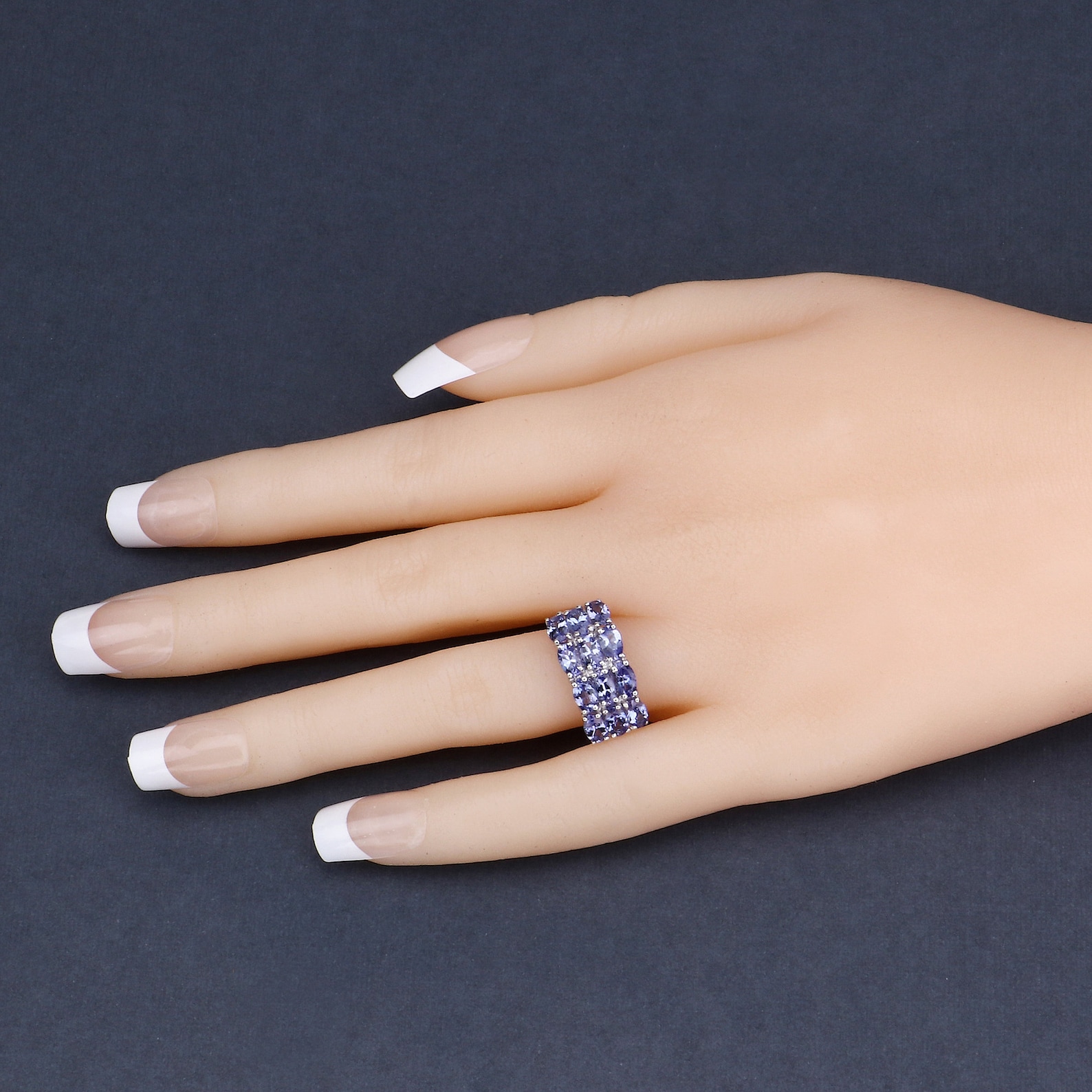 Tanzanite Ring, Real Tanzanite Cluster Ring in .925 Sterling Silver ...