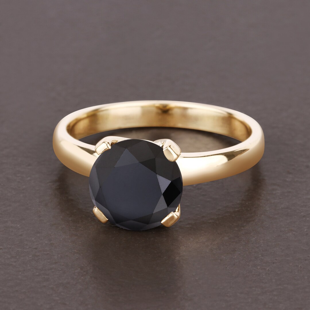 Black Diamond Ring, Diamond Solitaire Ring, Solitaire Black Diamond ...