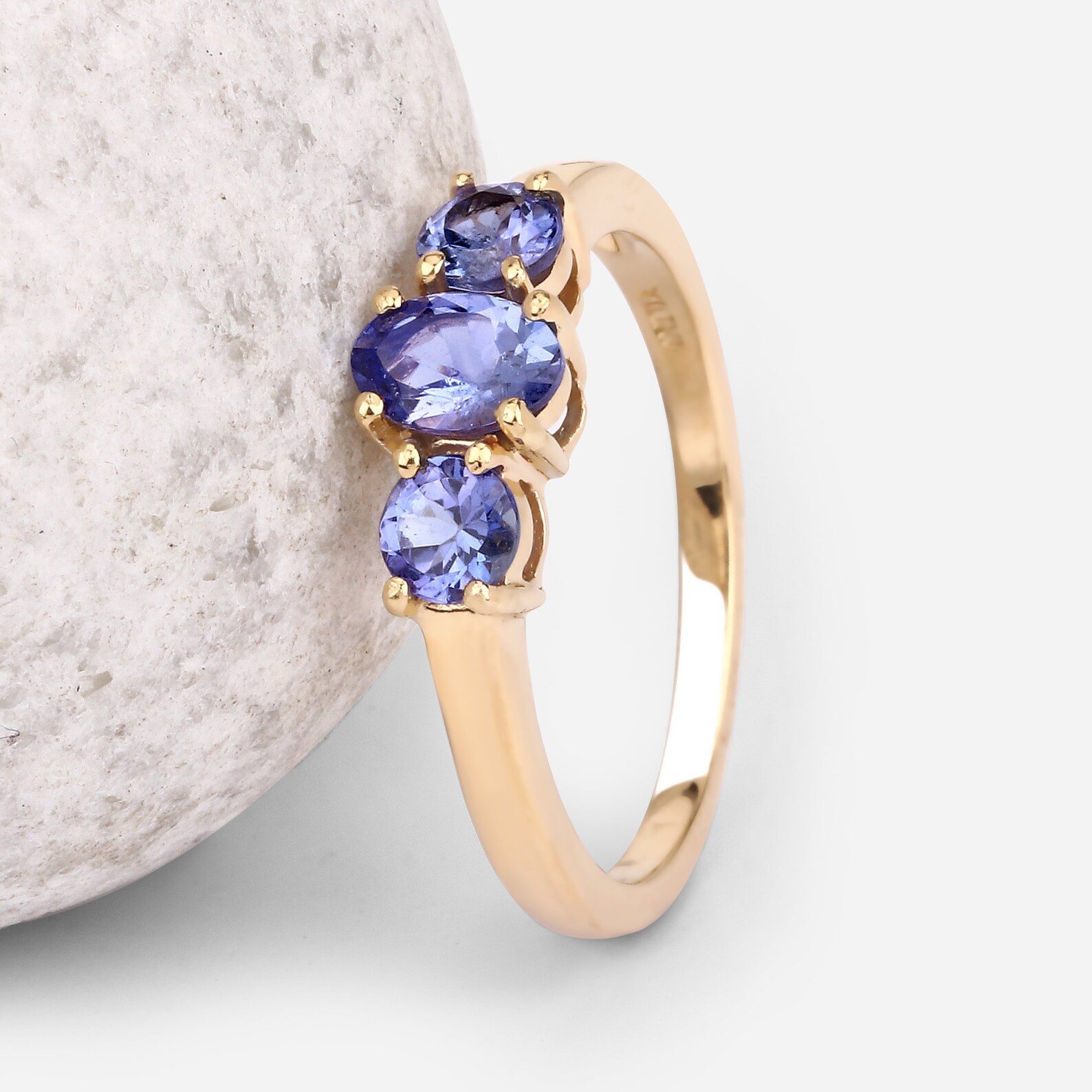 Tanzanite Ring Natural 3-Stone Tanzanite Sterling Silver Ring | Etsy
