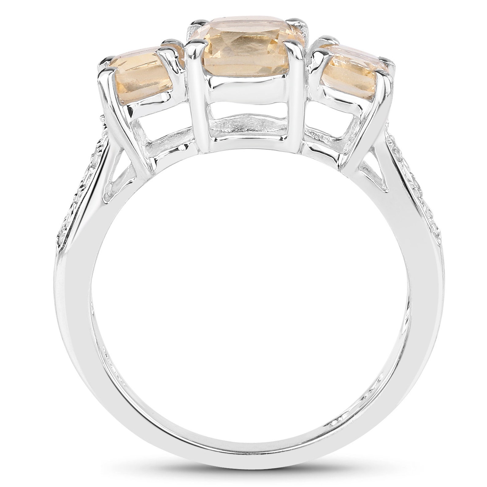 Citrine Ring, Natural 3 Stone Citrine Cushion Cut Ring, Engagement ...