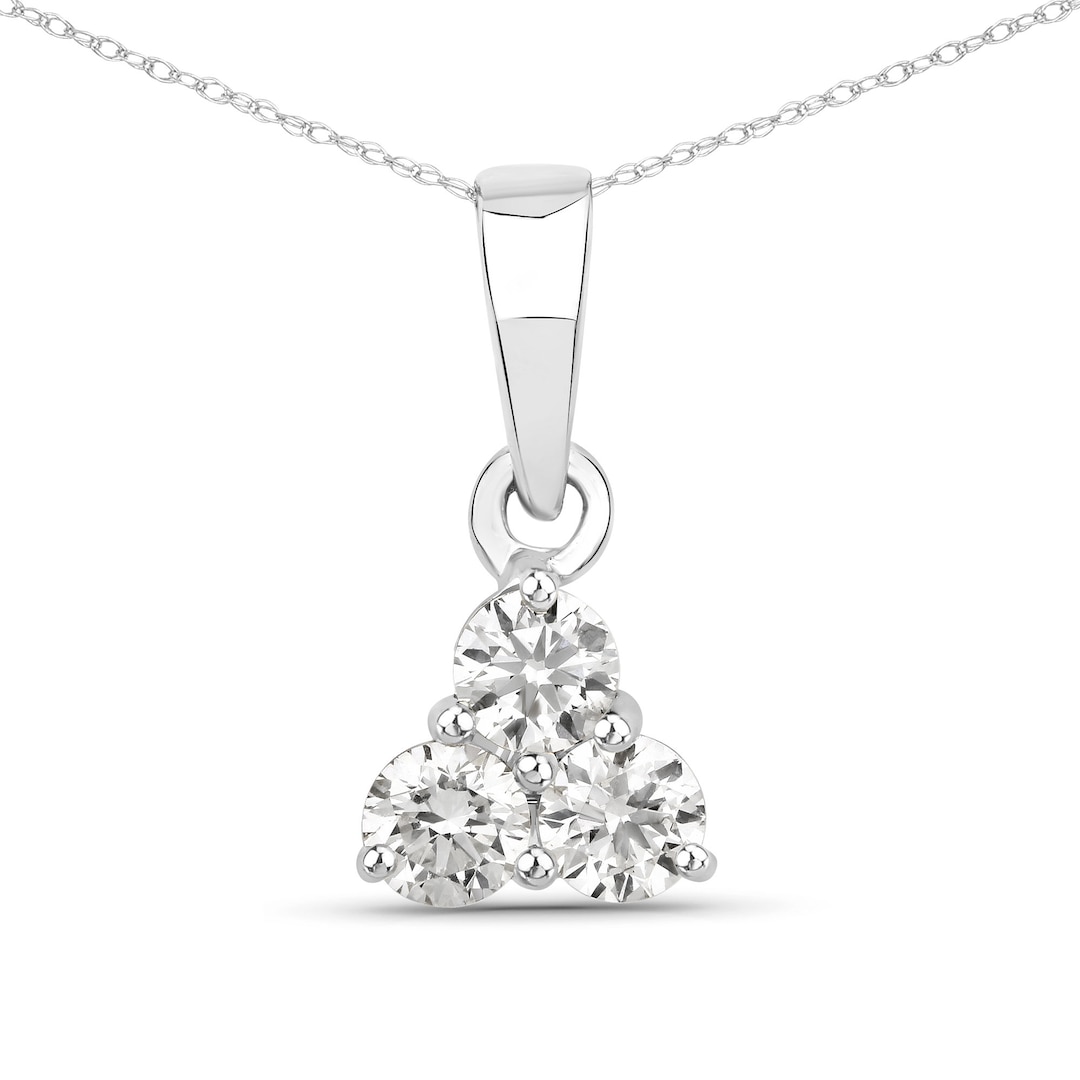 Dainty Diamond Pendant, 14k Gold Lab Grown Diamond Rounds Pendant ...