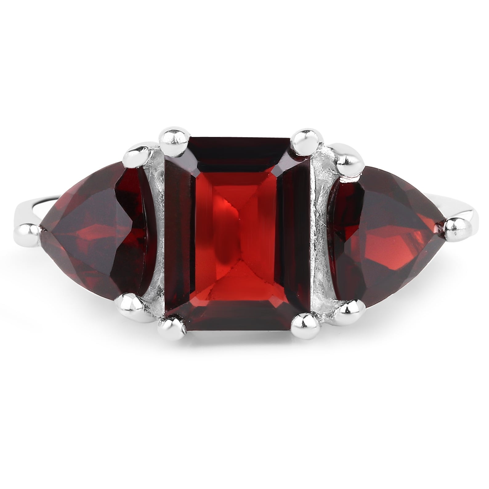 Garnet Silver Ring Natural 3-Stone Garnet Ring in 925 | Etsy