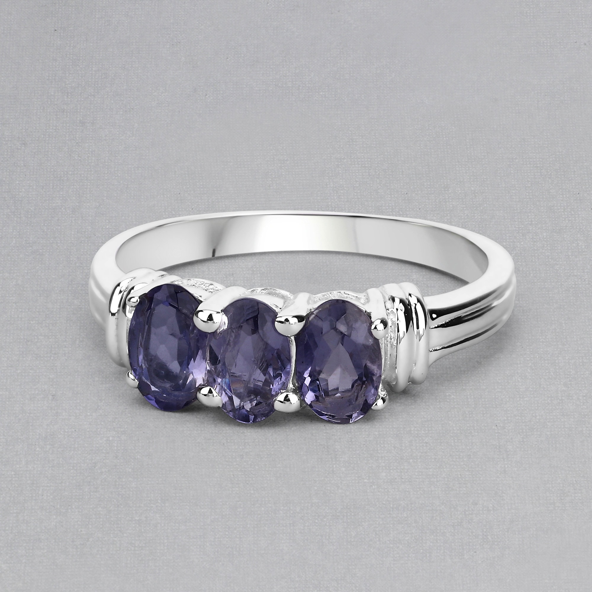 Iolite Silver Ring Natural 3-Stone Iolite Ring in 925 | Etsy