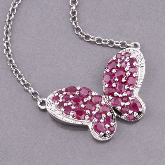 Ruby Pendant Genuine Ruby Sterling Silver Butterfly Pendant Necklace for Women Ruby Butterfly Pendant Gift for Her Bridesmaid Gift Etsy