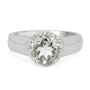 Prasiolite Ring, Natural Prasiolite Ring, Real Prasiolite Round Shape ...