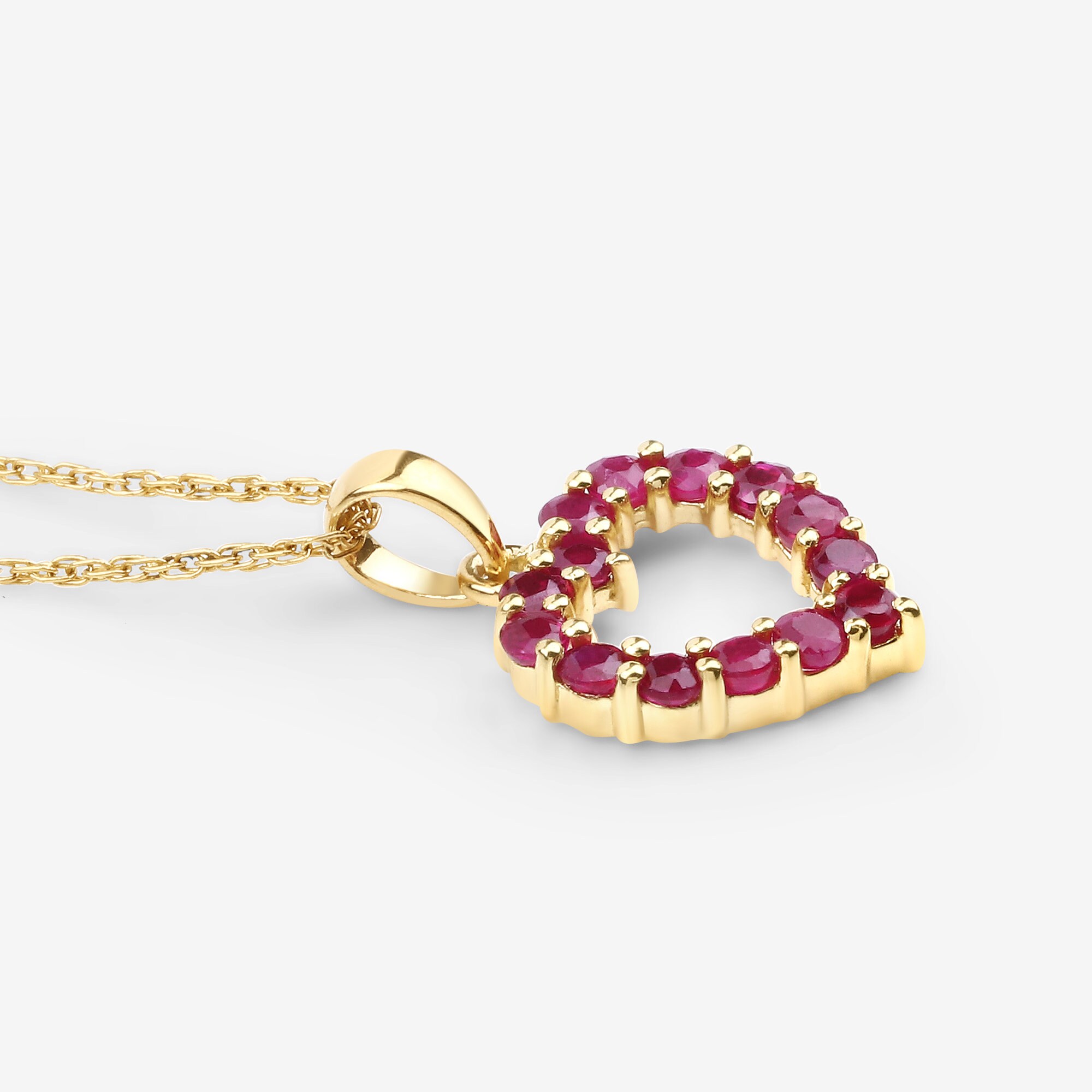 Ruby Pendant, 10kt Gold Natural Ruby Heart Pendant Necklace, July ...