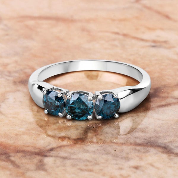 Blue Diamond Ring - Etsy