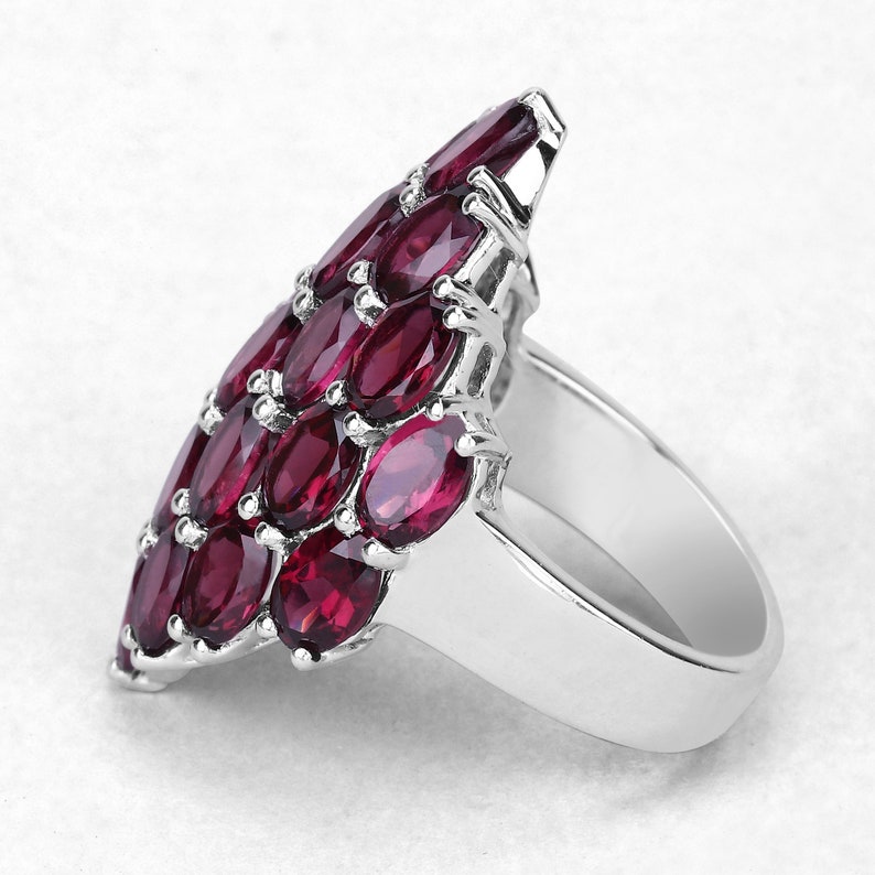 Rhodolite Garnet Ring, Natural Rhodolite Garnet Cluster Ring, Rhodolite ...