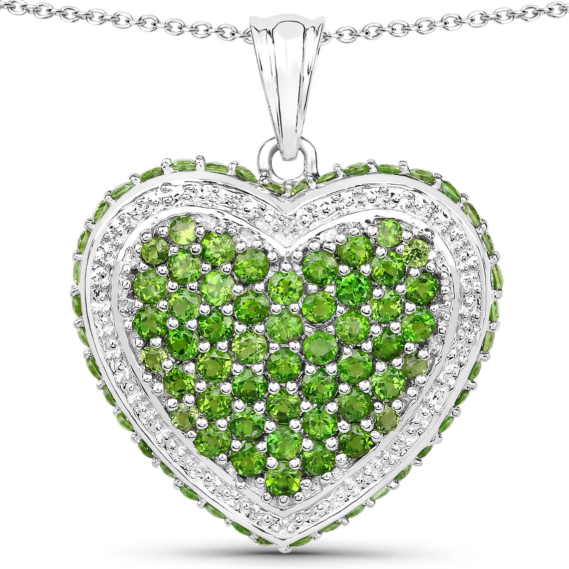 Chrome Diopside Pendant, Sterling Silver Natural Chrome Diopside ...