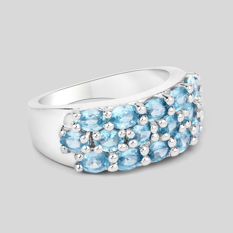 Blue Zircon Ring Blue Zircon Silver Ring Natural Blue Zircon - Etsy
