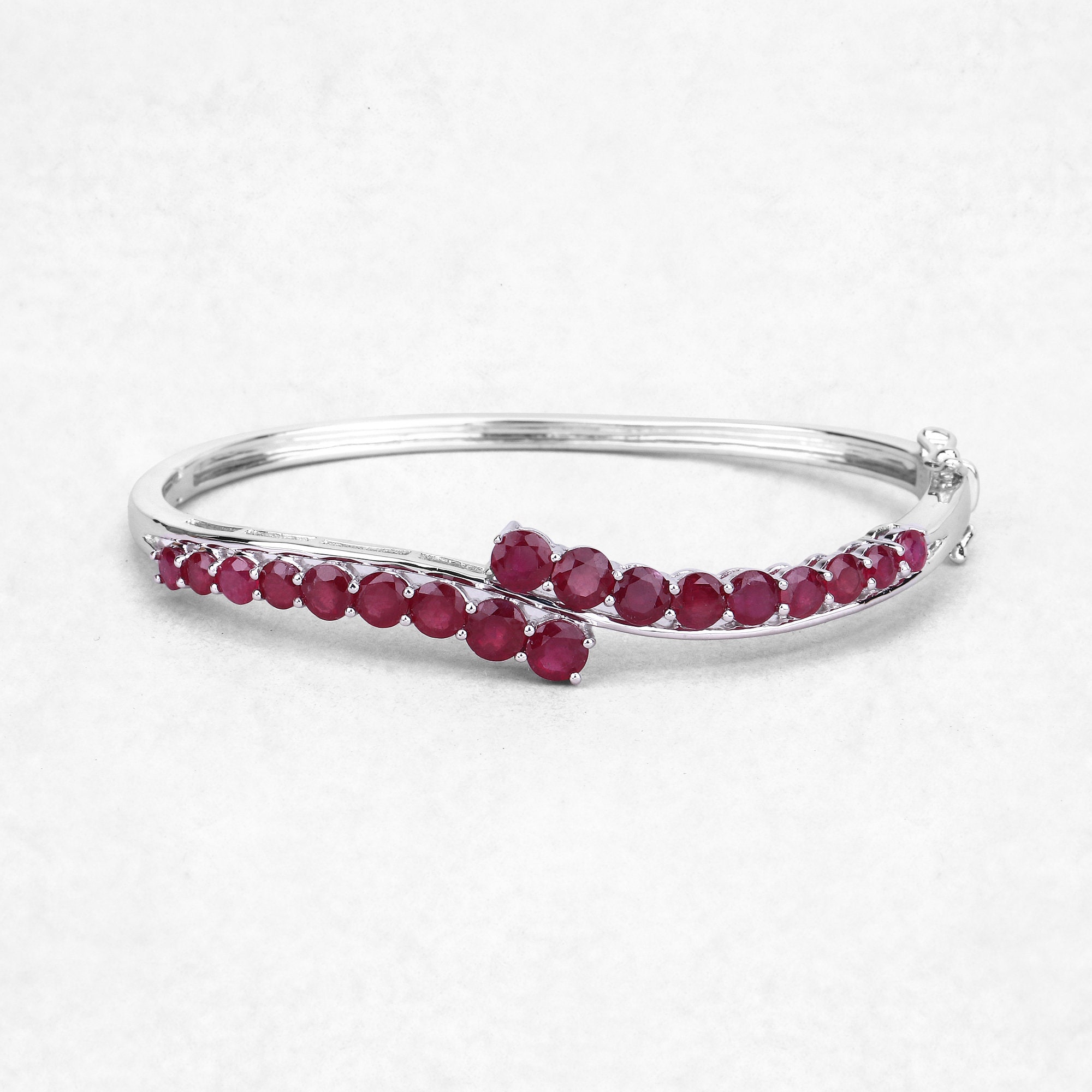 Ruby Bangle, Natural Graduated Glass-filled Ruby Rounds Cuff Bangle ...