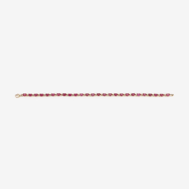 Ruby Bracelet, Ruby Oval Tennis Bracelet in .925 Sterling Silver Yellow ...