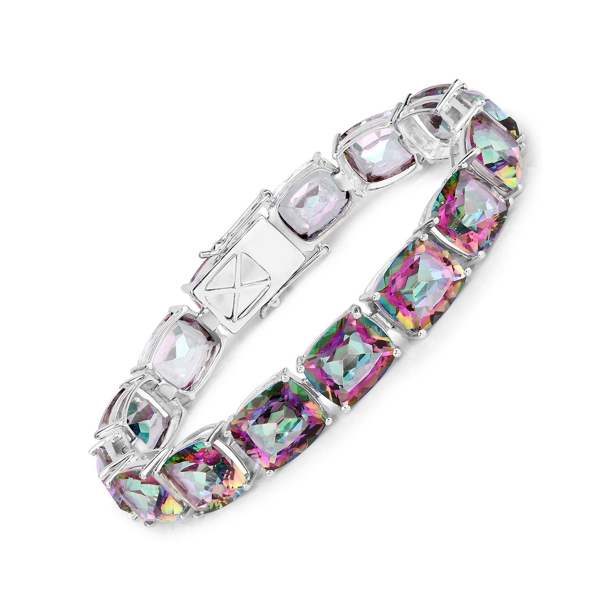 Mystic Topaz Bracelet Rainbow Topaz Silver Tennis Bracelet | Etsy