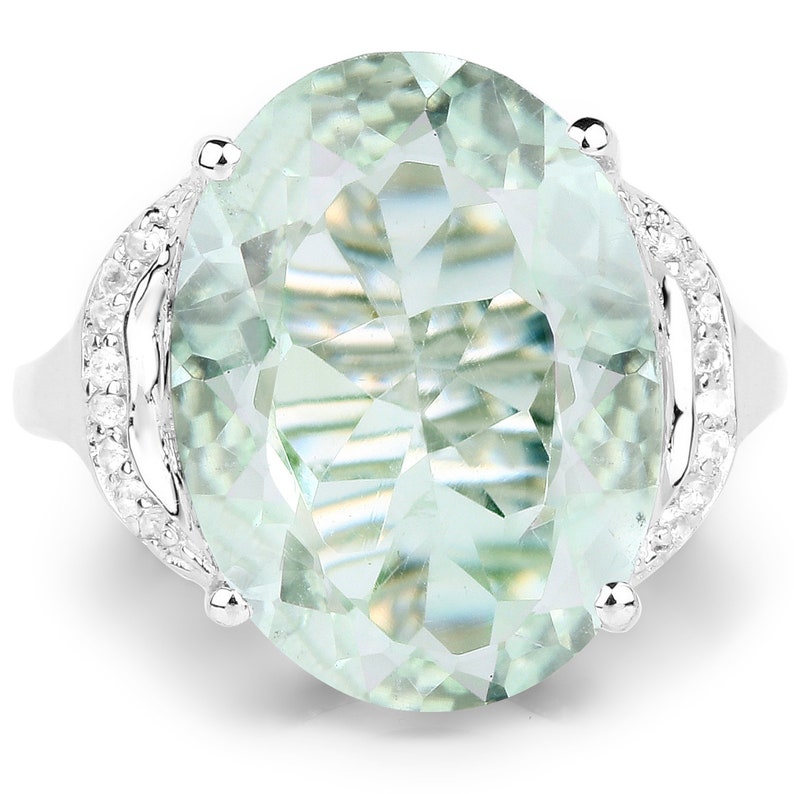 Prasiolite Ring, Natural Prasiolite Ring, Real Prasiolite Large Oval ...