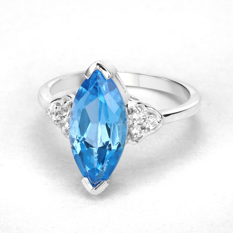 Swiss Blue Topaz Ring - Etsy