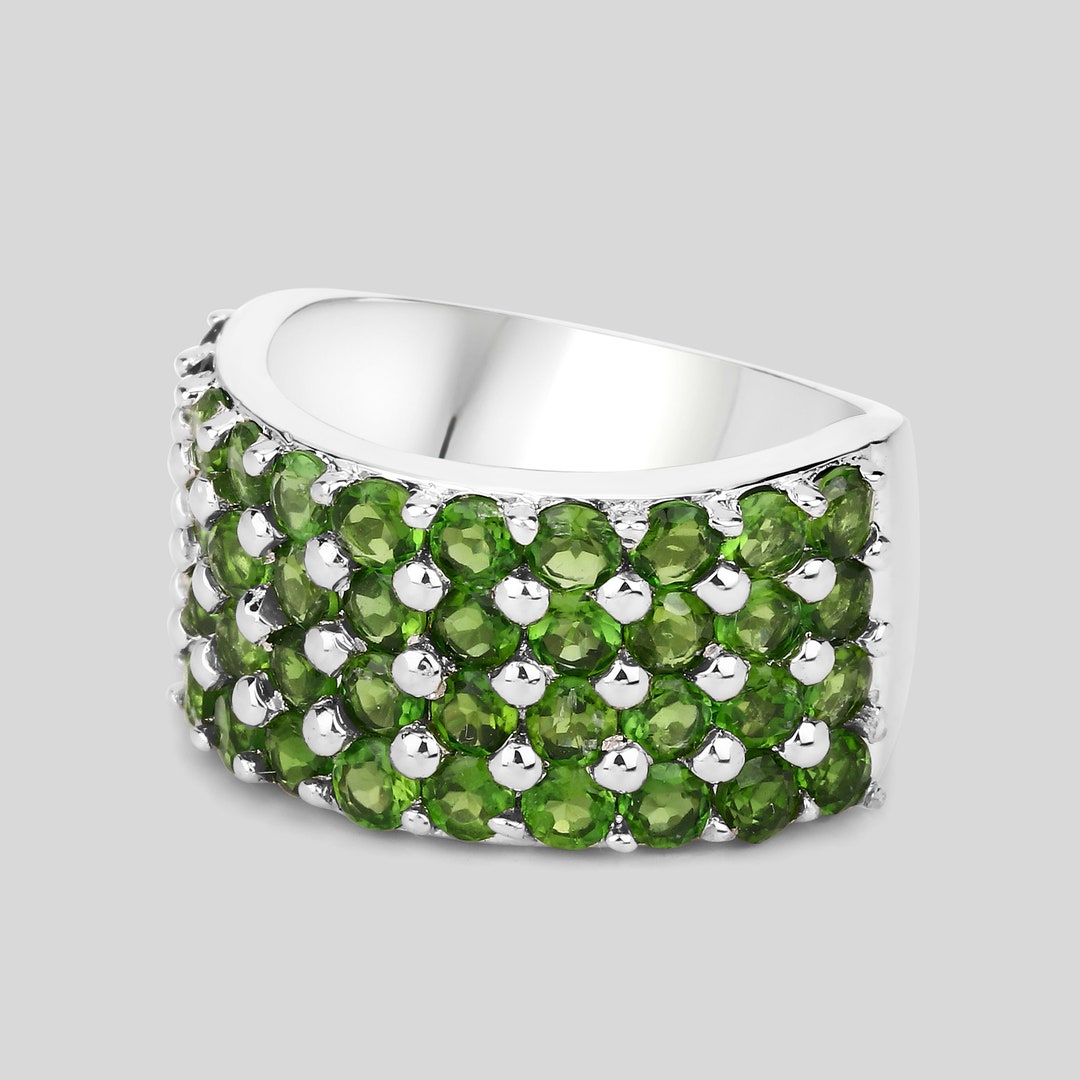 Chrome Diopside Ring, Natural Chrome Diopside Sterling Silver Ring ...