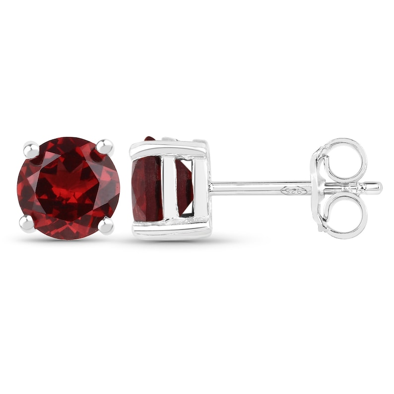 Garnet Earrings Garnet Silver Stud Earrings .925 Sterling | Etsy
