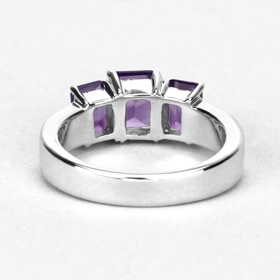Amethyst Ring 3 Stone Amethyst Silver Ring Natural Amethyst - Etsy