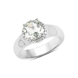 Prasiolite Ring, Natural Prasiolite Ring, Real Prasiolite Round Shape ...