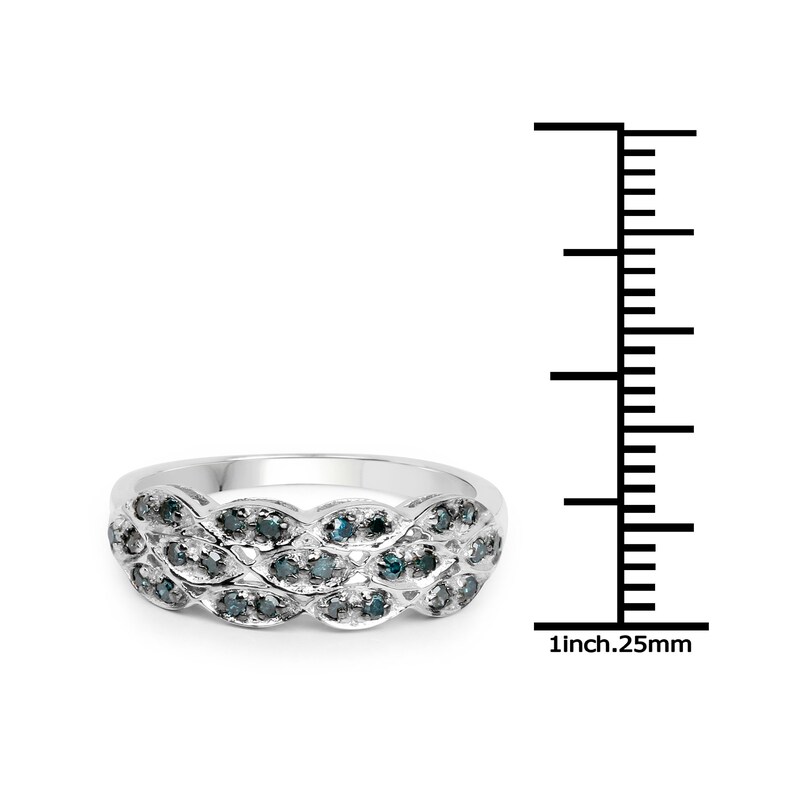 Blue Diamond Ring Real Blue Diamond Cluster Sterling Silver | Etsy